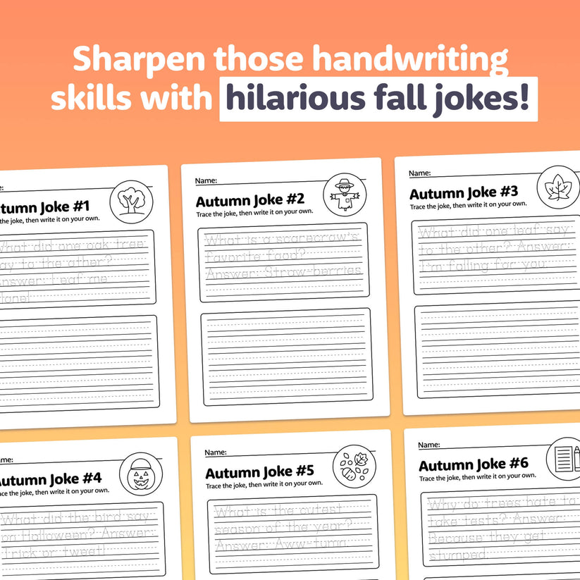 Autumn Handwriting Jokes Worksheets (Printable PDF) – That Little Robot