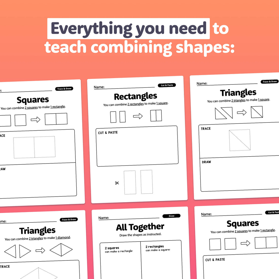 Combining Shapes Worksheets (Printable PDF) – That Little Robot