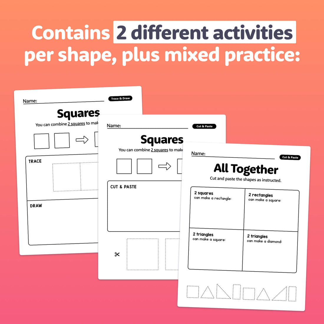 Combining Shapes Worksheets (Printable PDF) – That Little Robot