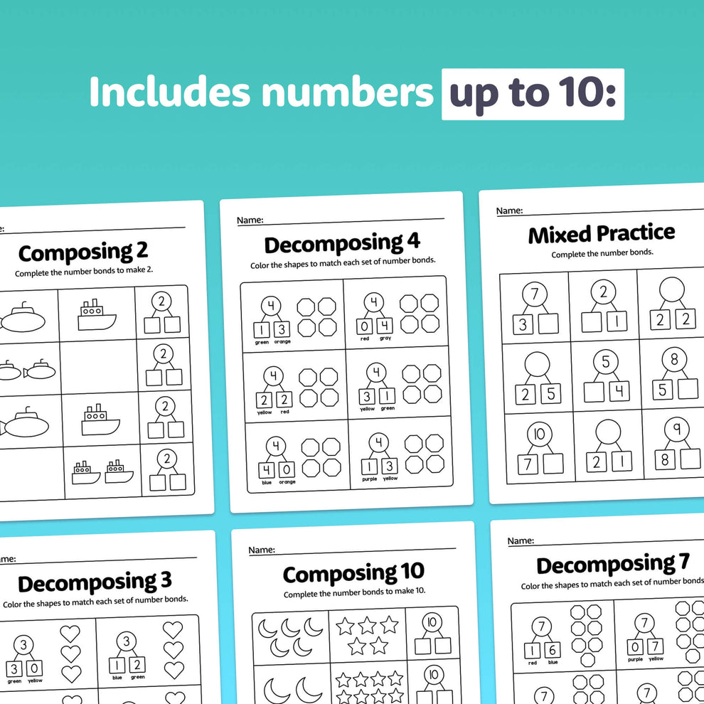 Compose & Decompose Worksheets (Printable PDF) – That Little Robot