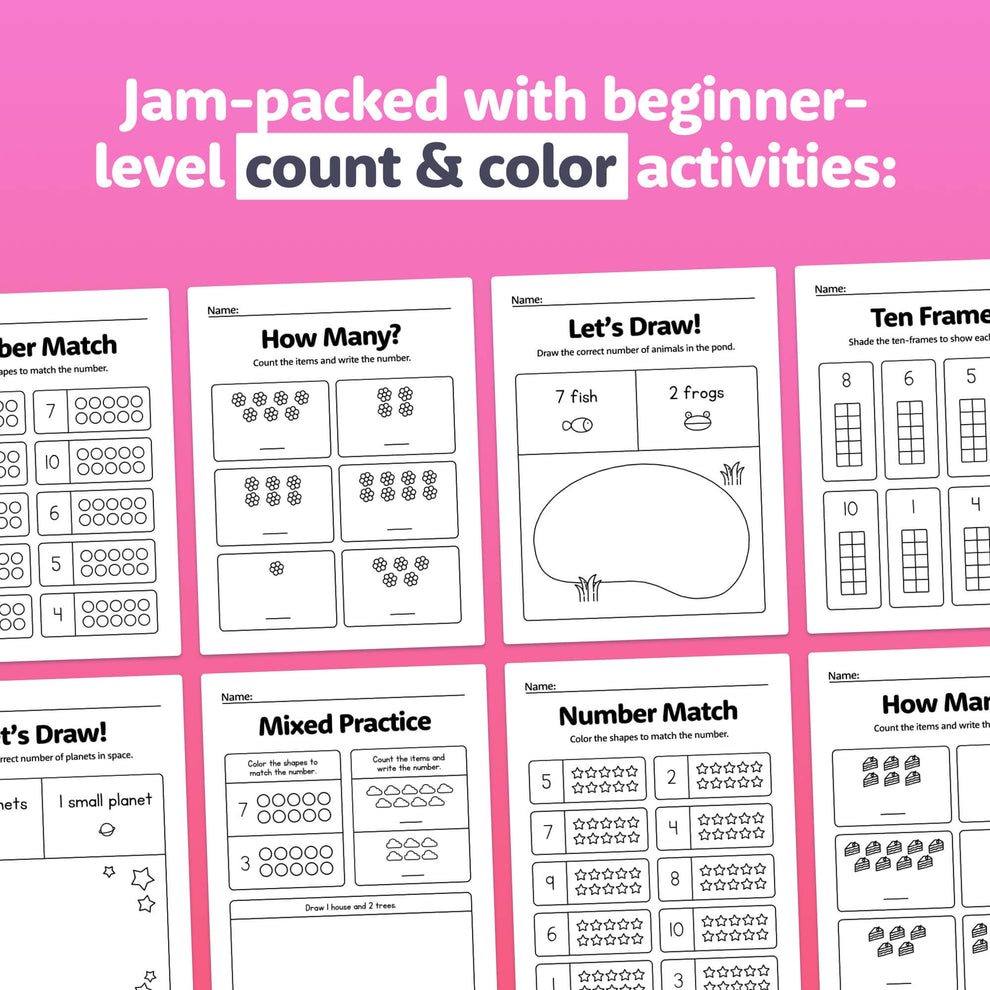 Count Within 10 Worksheets (Printable PDF) – That Little Robot