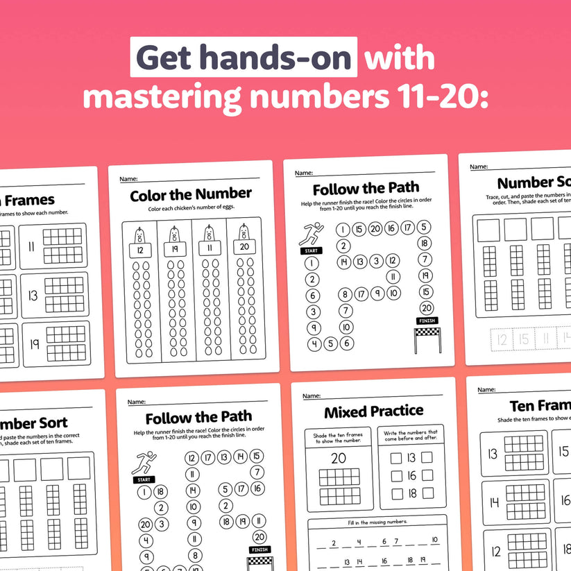 Counting: 11-20 Worksheets (Printable PDF) – That Little Robot