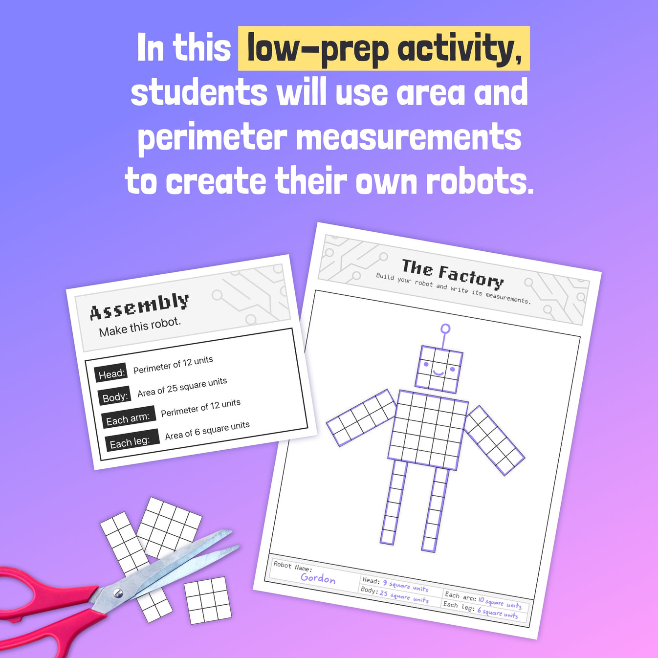 Area and Perimeter Robots Activity (Printable PDF) – That Little Robot