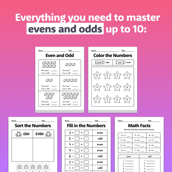 Even & Odd Worksheets (Printable PDF) – That Little Robot