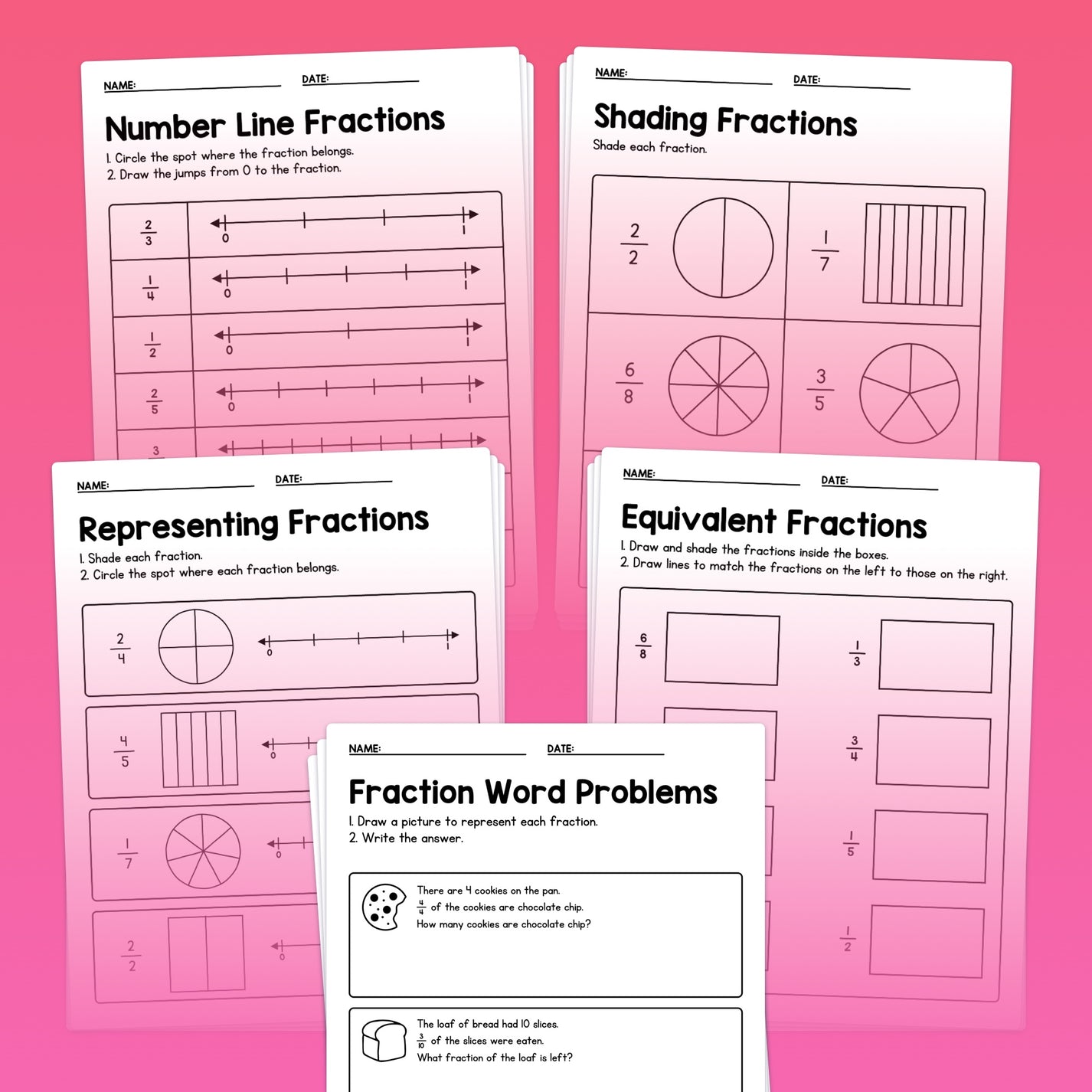 Fraction Worksheets (Printable PDF) – That Little Robot