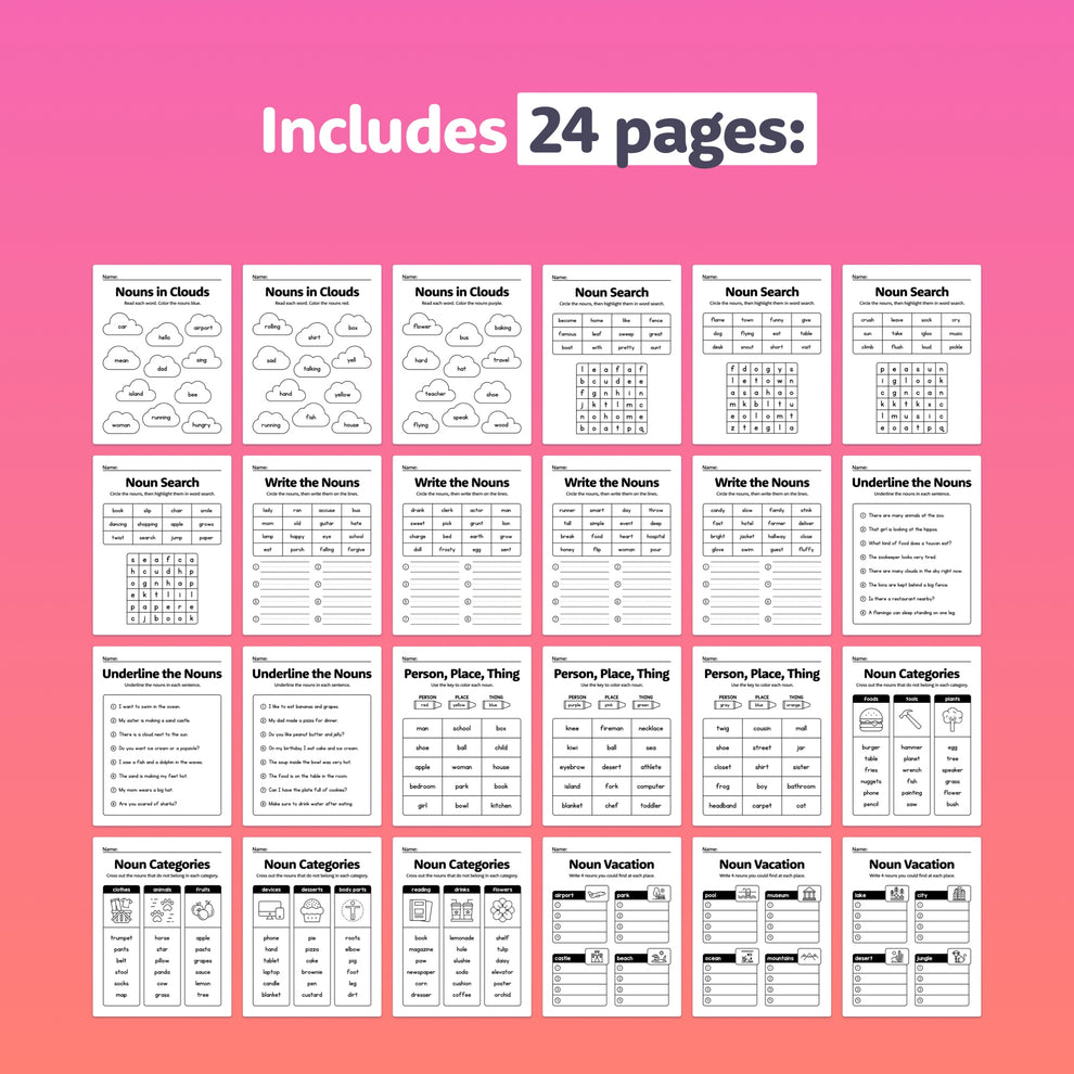 Common Nouns Worksheets (Printable PDF) – That Little Robot