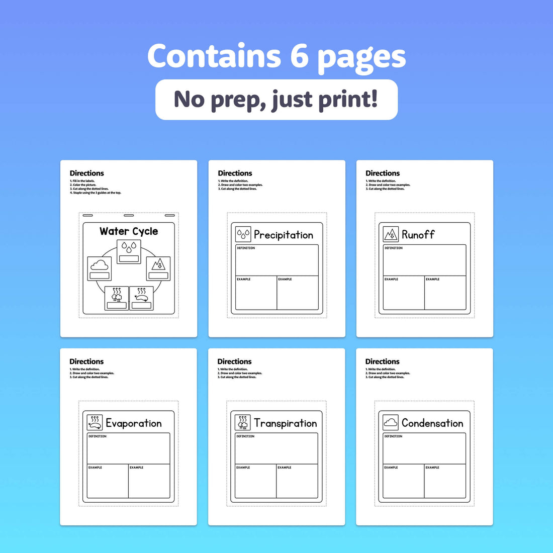 Water Cycle Flip Book Craft (Printable PDF) – That Little Robot