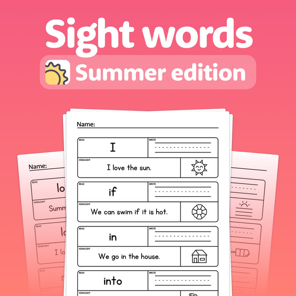 Summer Sight Words Worksheets – That Little Robot