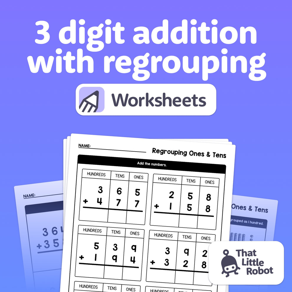3-Digit Addition with Regrouping Worksheets (Printable PDF) – That ...
