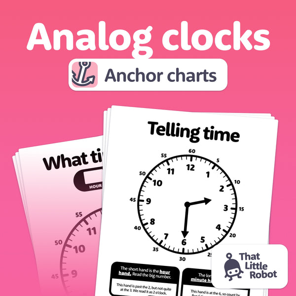 Analog Clocks Anchor Charts (Printable PDF) – That Little Robot
