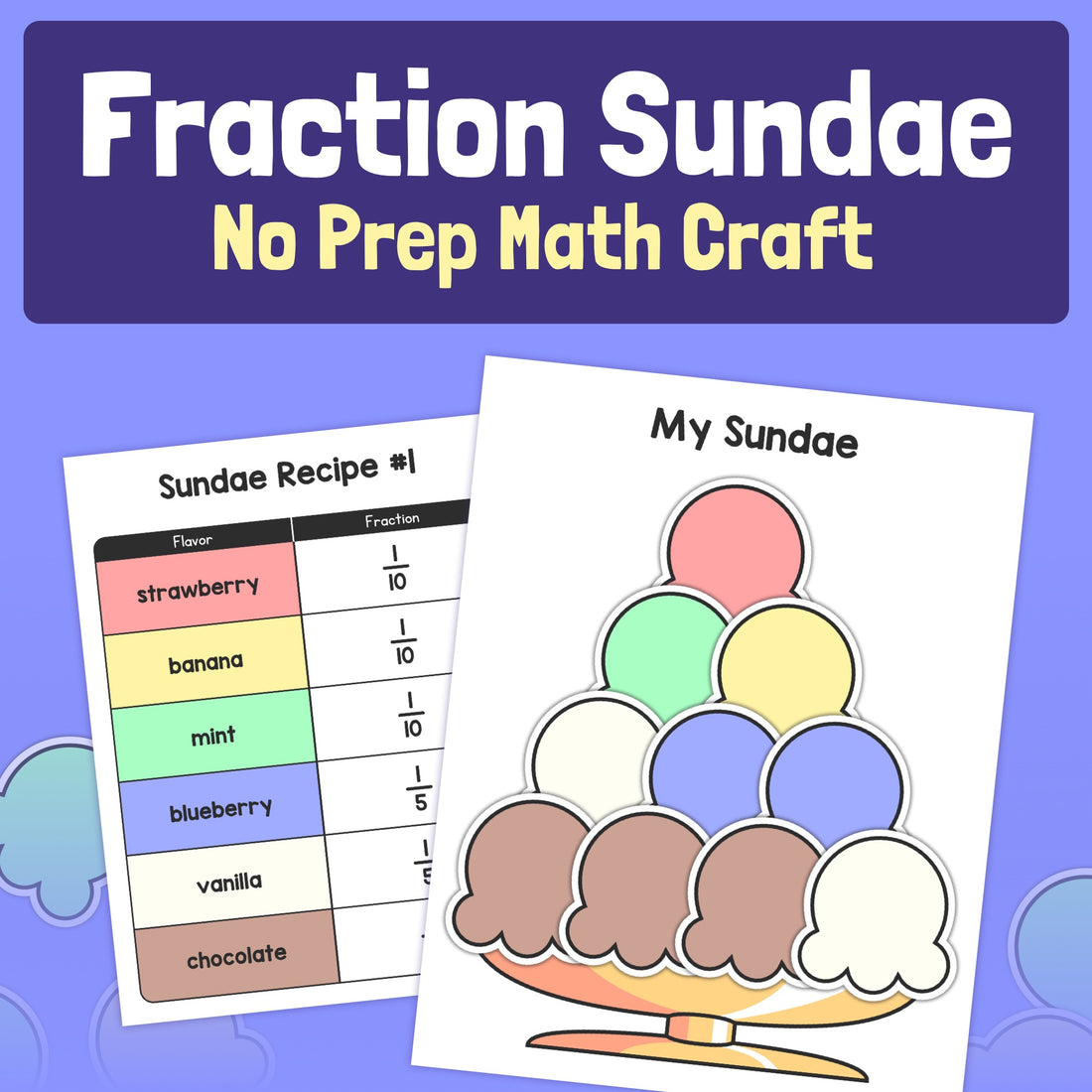 Fraction Sundae Craft (Printable PDF) – That Little Robot