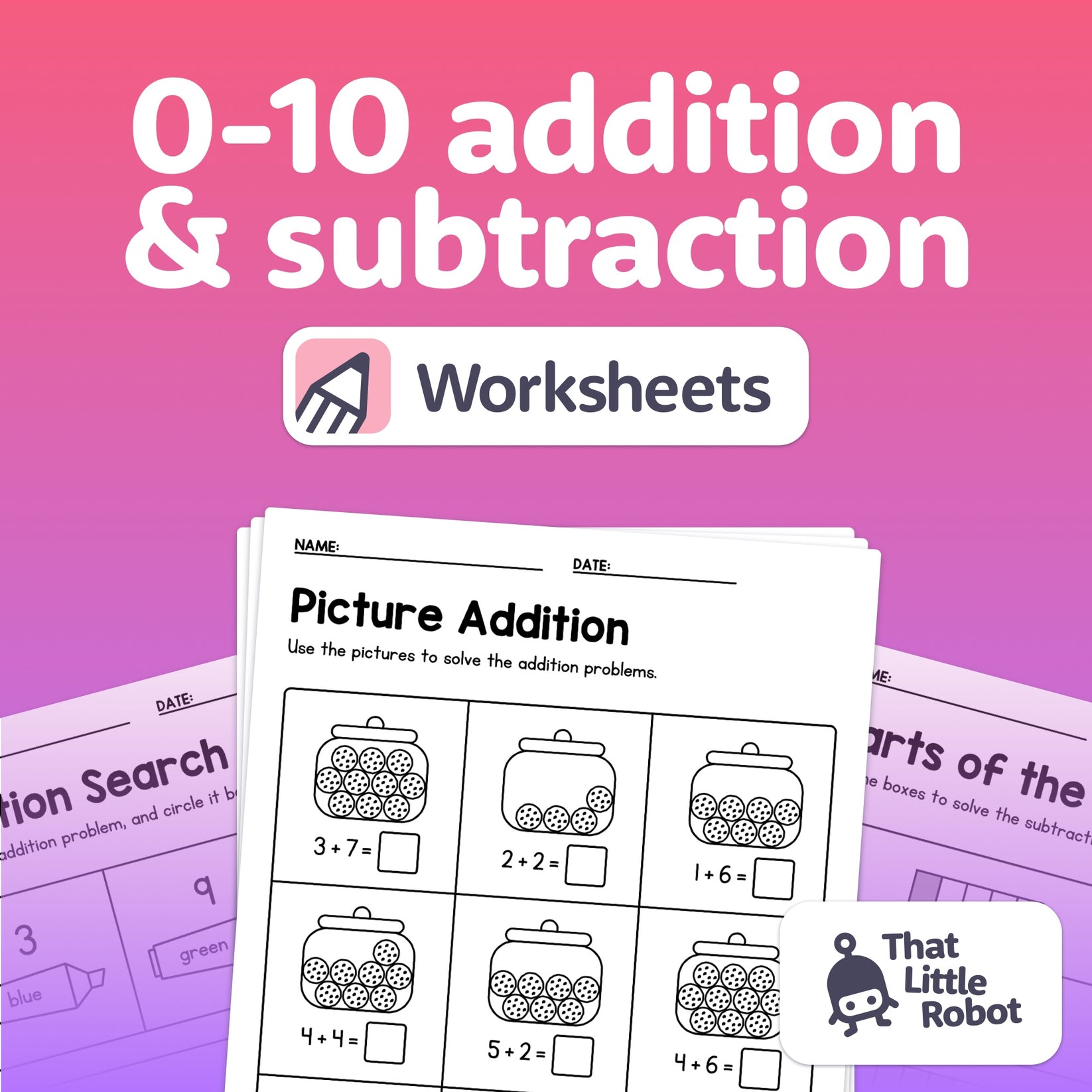 Addition and Subtraction Within 10 Worksheets (Printable PDF) – That ...