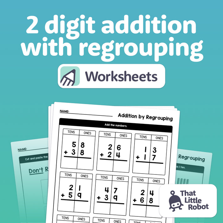 2-Digit Addition with Regrouping Worksheets (Printable PDF) – That ...