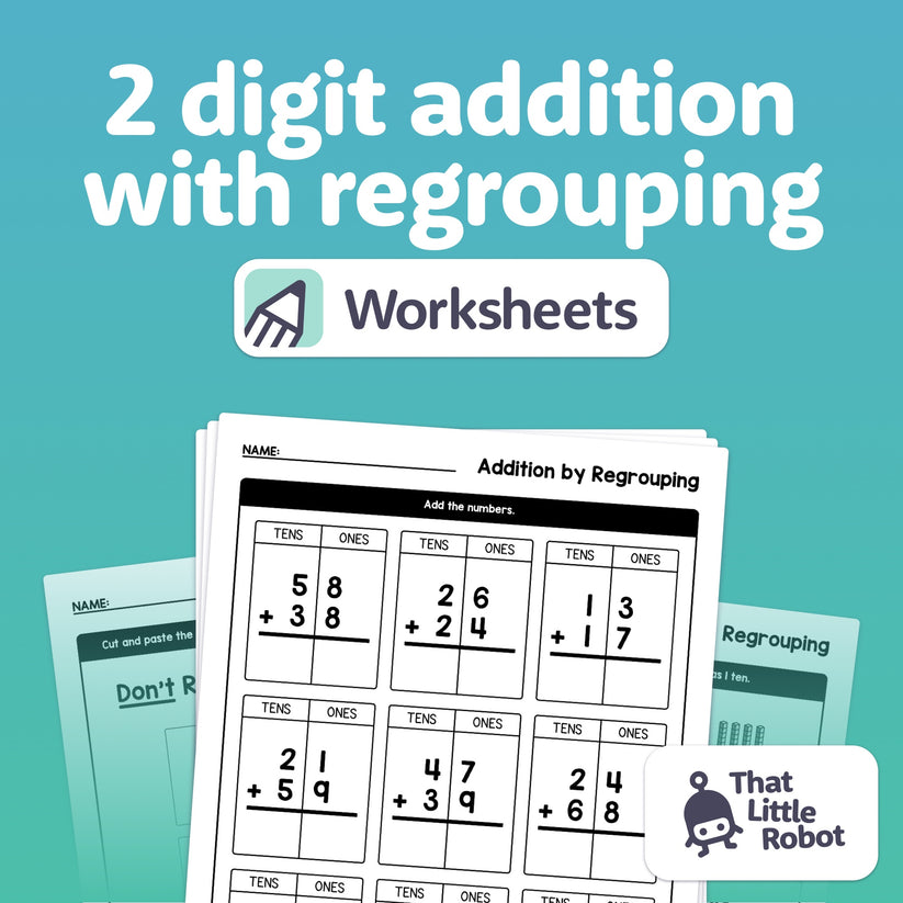 2-Digit Addition with Regrouping Worksheets (Printable PDF) – That ...