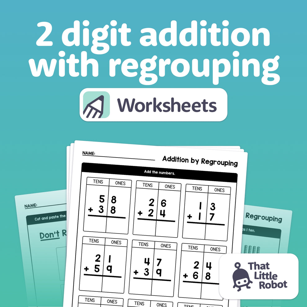 2-Digit Addition with Regrouping Worksheets (Printable PDF) – That ...