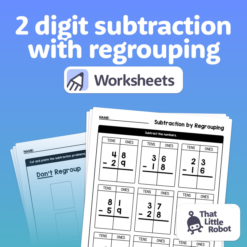 2-Digit Subtraction with Regrouping Worksheets (Printable PDF) – That ...