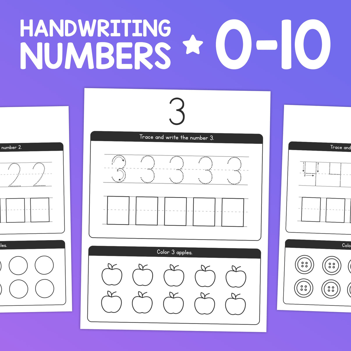 Writing Numbers 0-10 Worksheets – That Little Robot