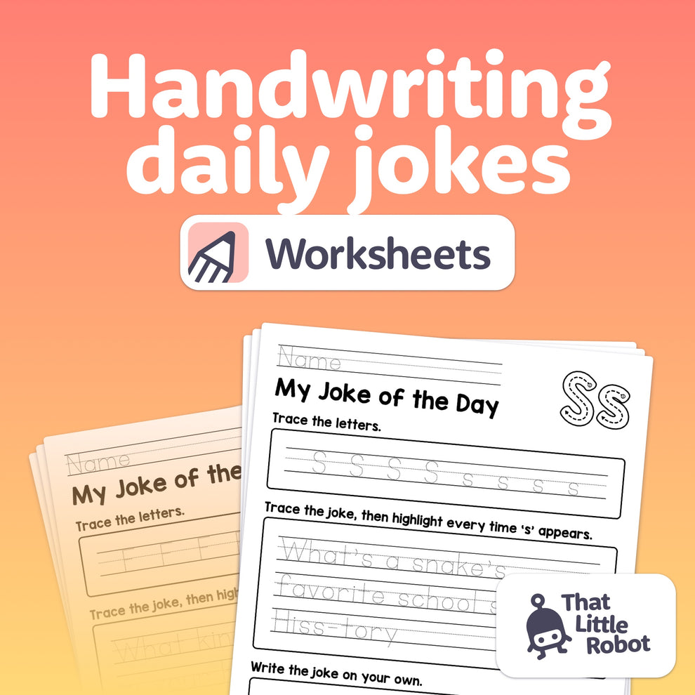 Daily Joke Handwriting Worksheets (Printable PDF) – That Little Robot