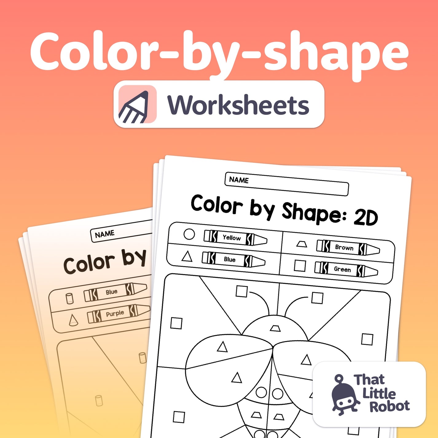Color-by-Shape Worksheets (Printable PDF) – That Little Robot