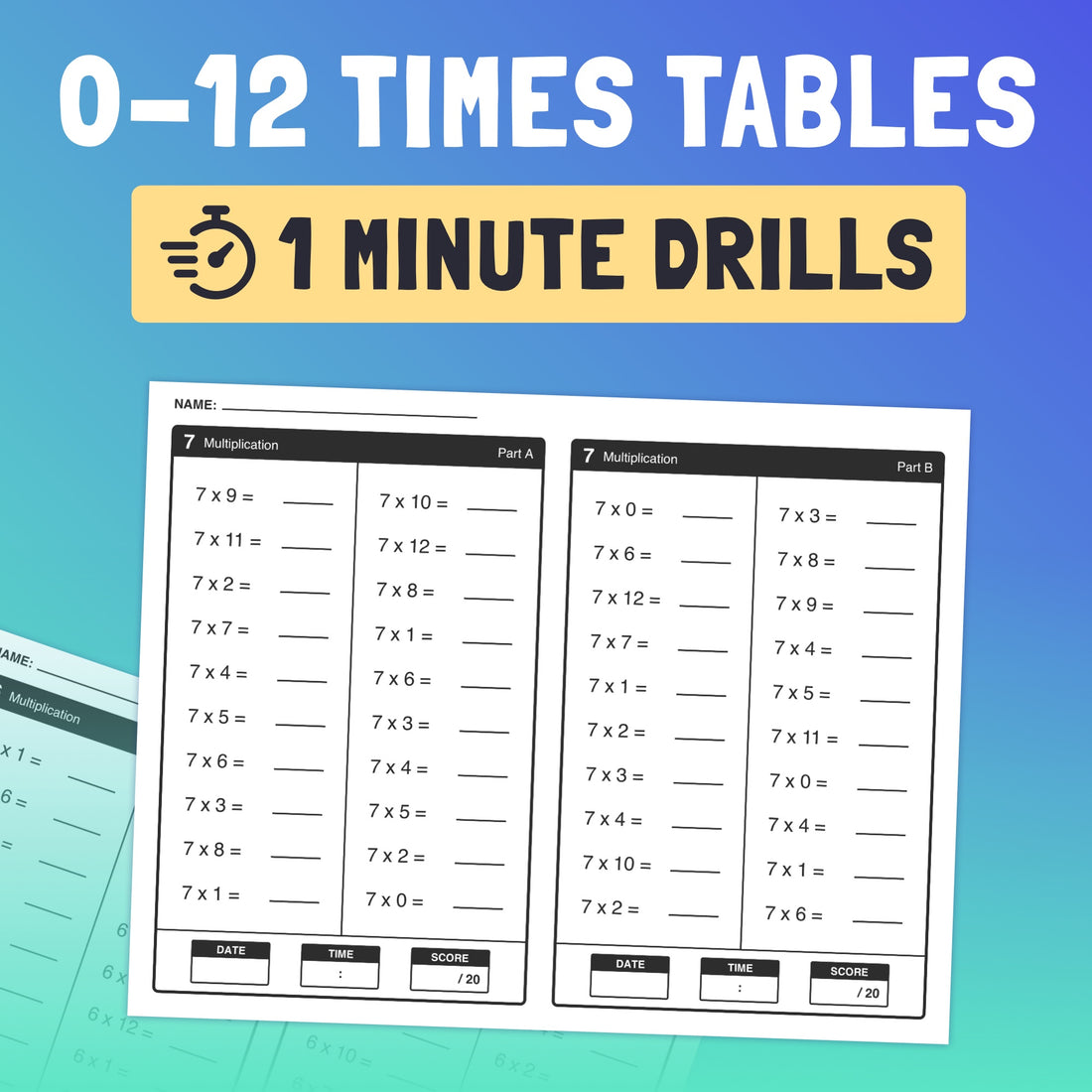 Minute Multiplication Drills (Printable PDF) – That Little Robot