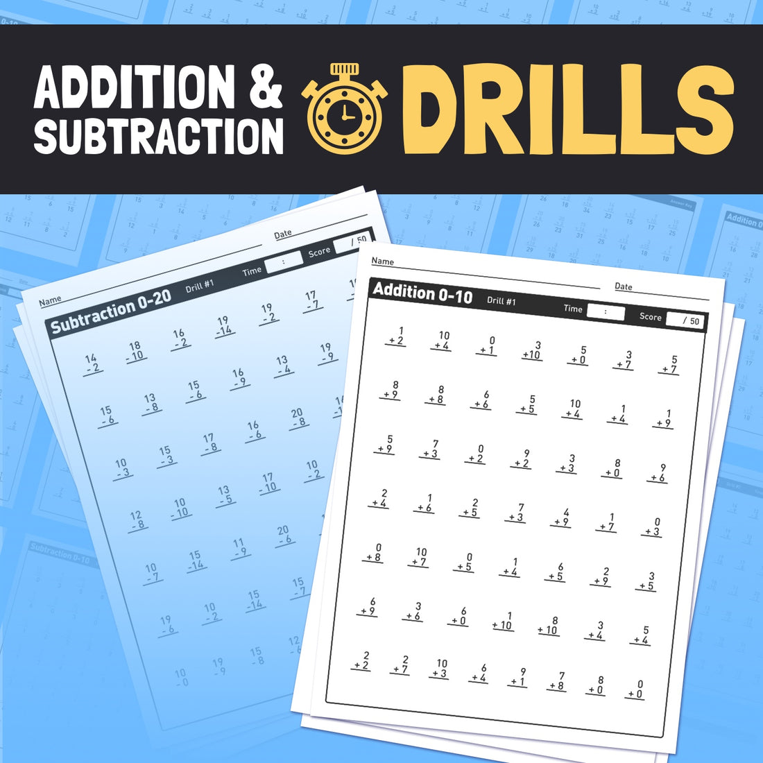 Differentiated Addition and Subtraction Drills (Printable PDF) – That ...