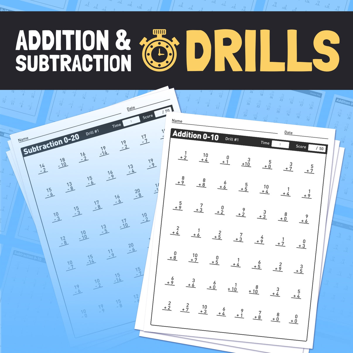 Differentiated Addition and Subtraction Drills (Printable PDF) – That ...