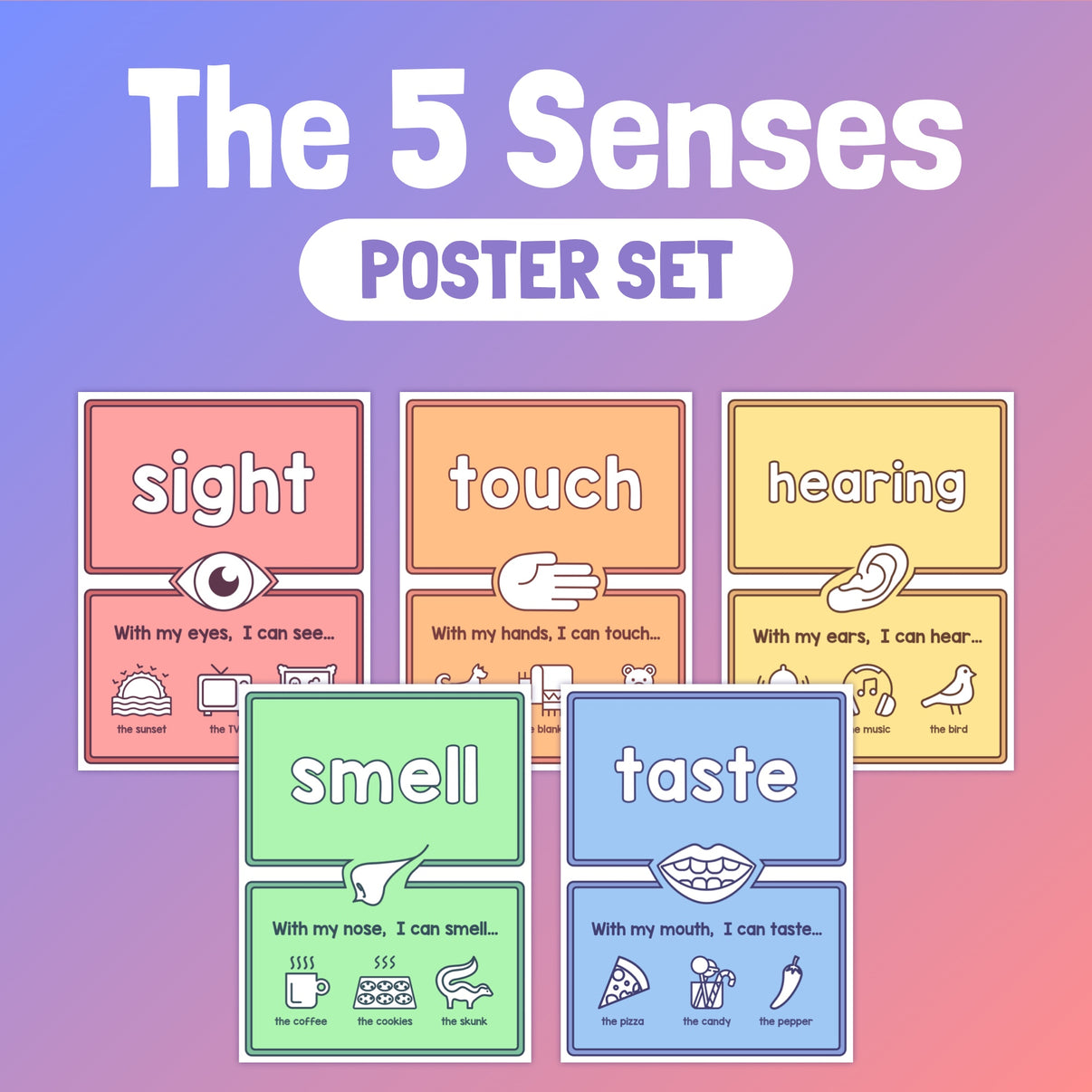 5 Senses Anchor Charts (Printable PDF) – That Little Robot