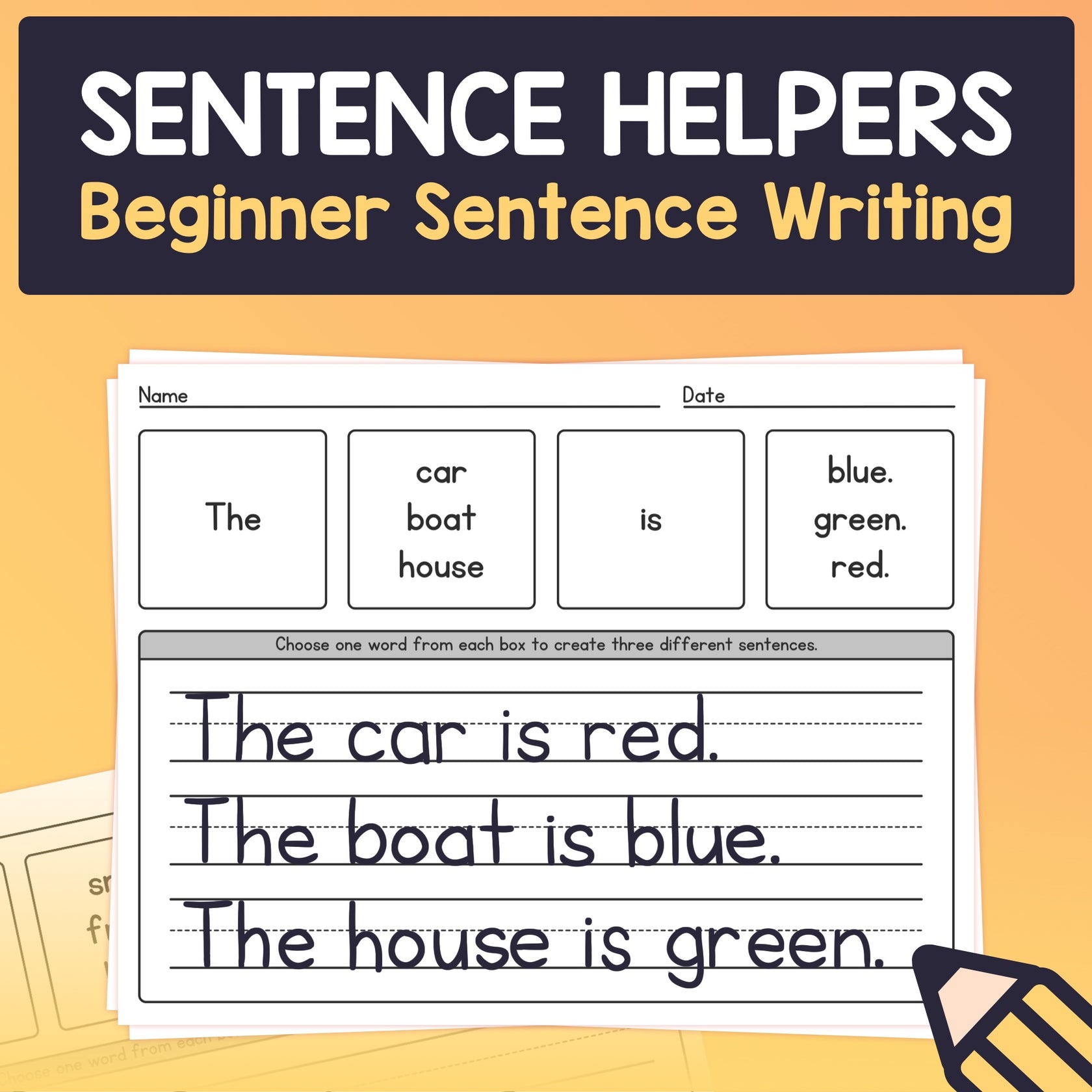 Sentence Helper Worksheets – That Little Robot