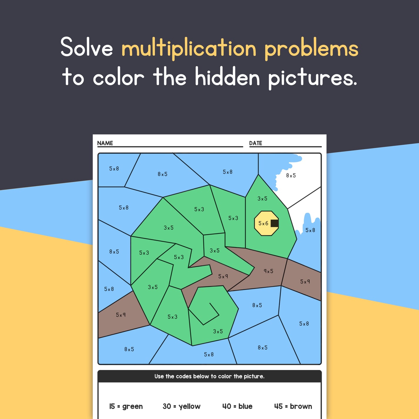 Color-by-Code Multiplication Worksheets (Printable PDF) – That Little Robot