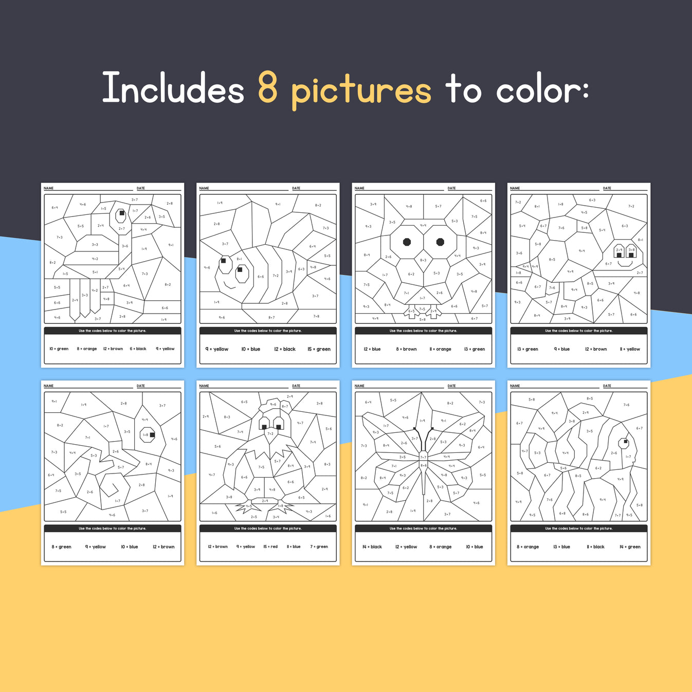 Color-by-Code Multiplication Worksheets (Printable PDF) – That Little Robot