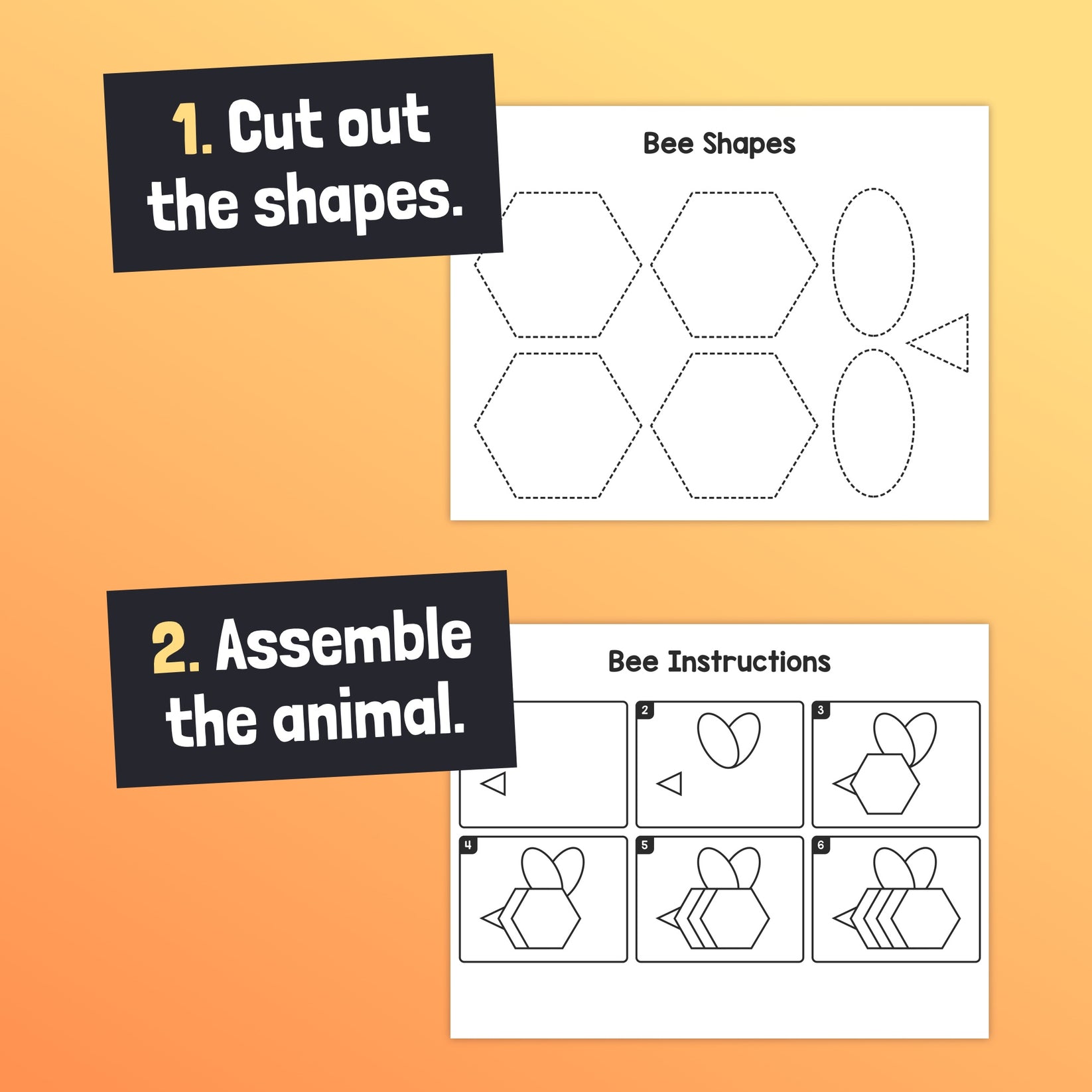 2D Shapes Animal Craft (Printable PDF) – That Little Robot