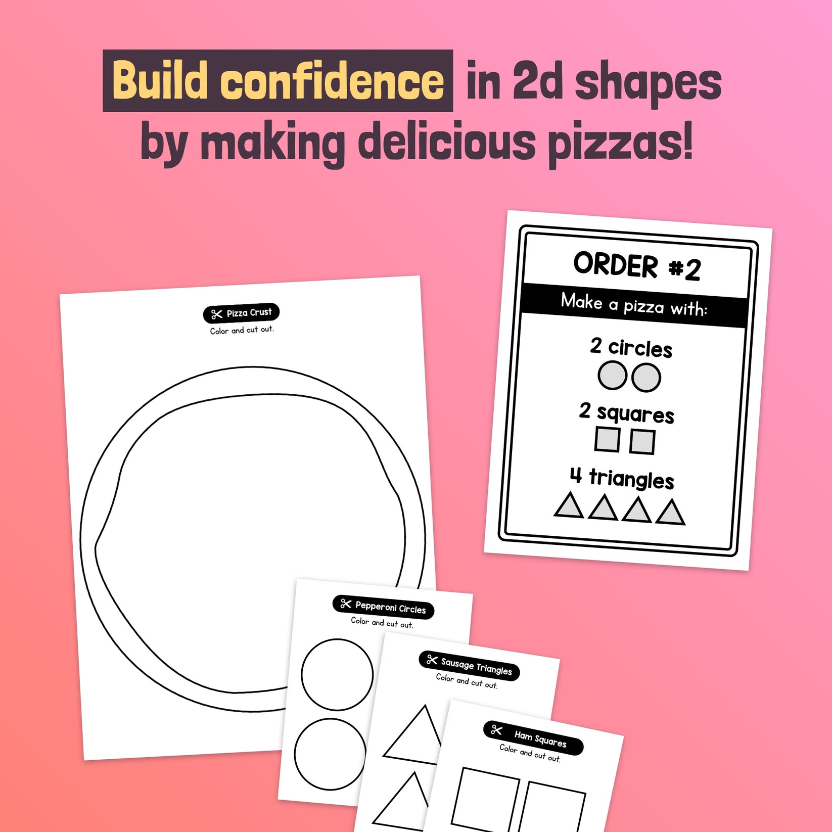 2D Shapes Pizza Craft (Printable PDF) – That Little Robot