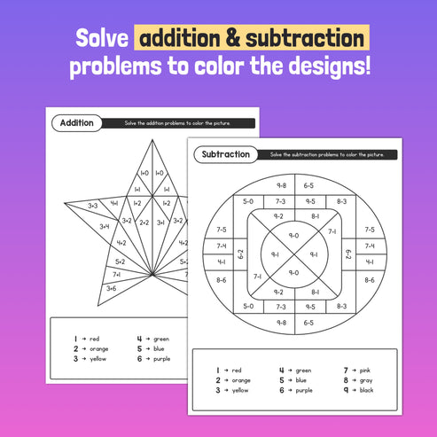 Addition and Subtraction Coloring Pages (Printable PDF) – That Little Robot