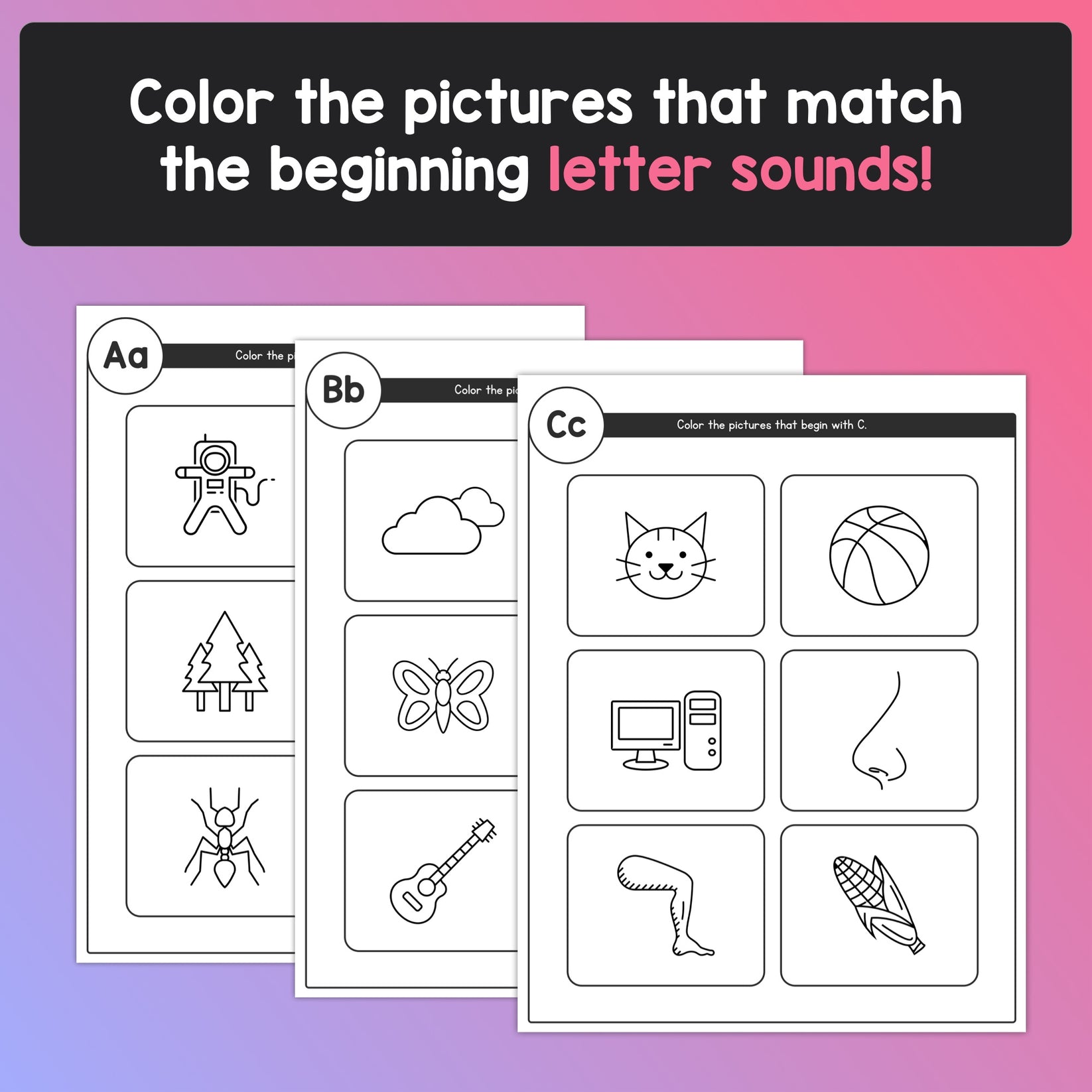 Letter Sound Coloring Worksheets (Printable PDF) – That Little Robot