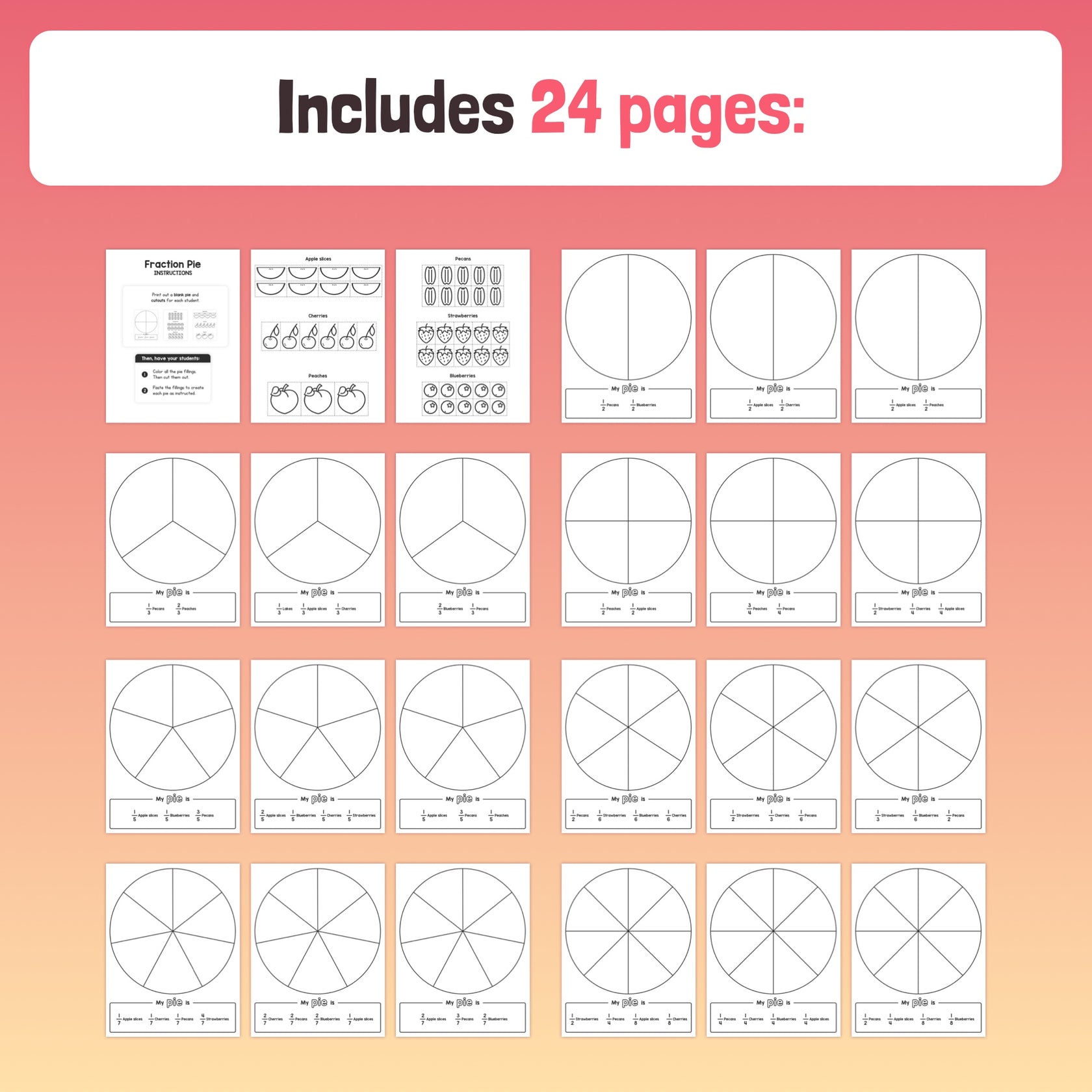 Fraction Pie Activity (Printable PDF) – That Little Robot