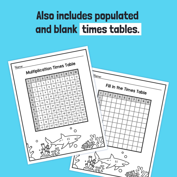 Ocean Times Tables Worksheets – That Little Robot