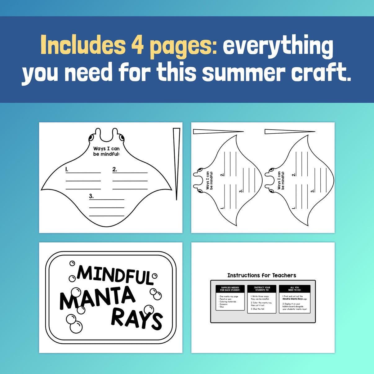 Mindful Manta Rays (Printable PDF) – That Little Robot