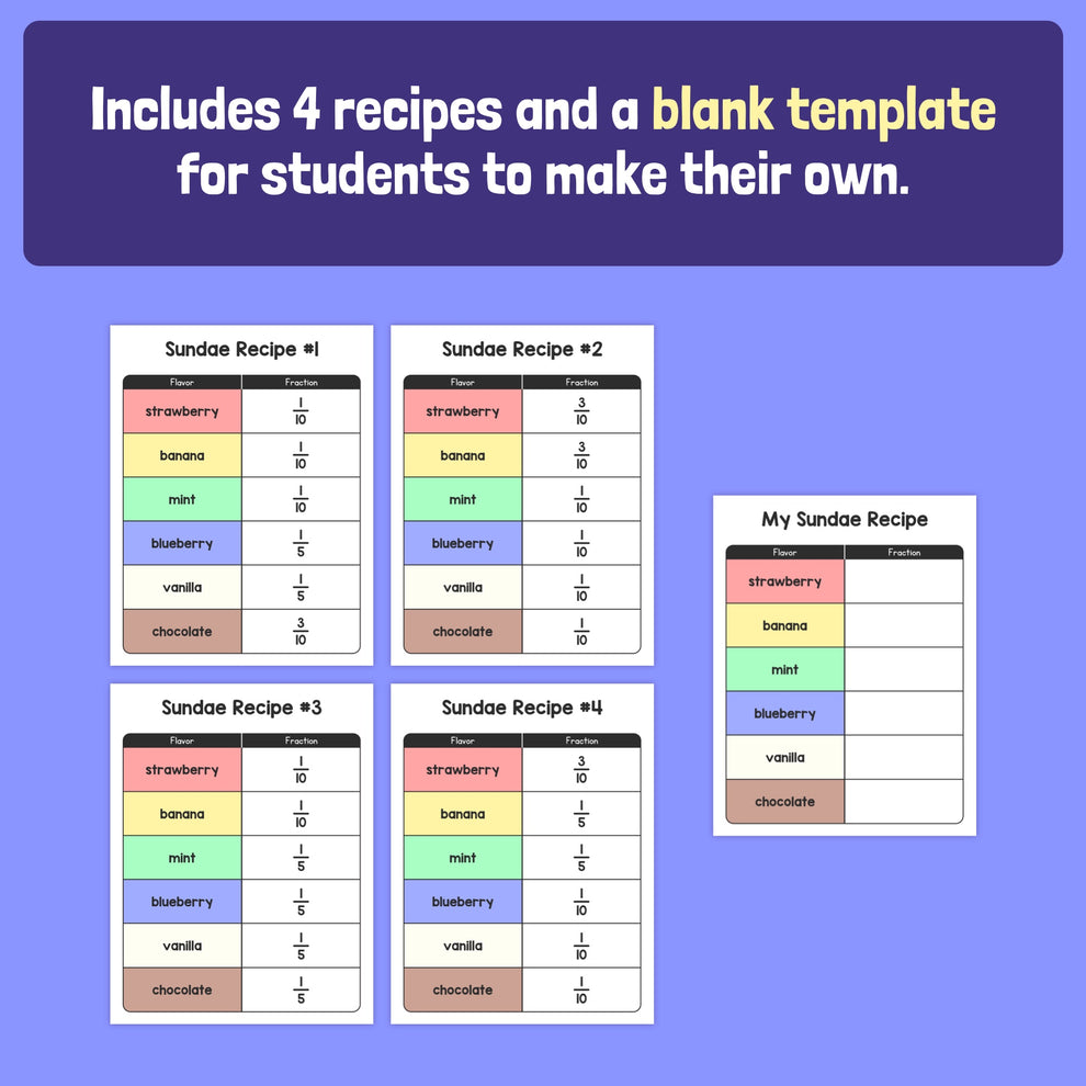 Fraction Sundae Craft (Printable PDF) – That Little Robot