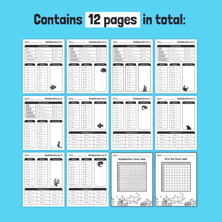 Ocean Times Tables Worksheets – That Little Robot