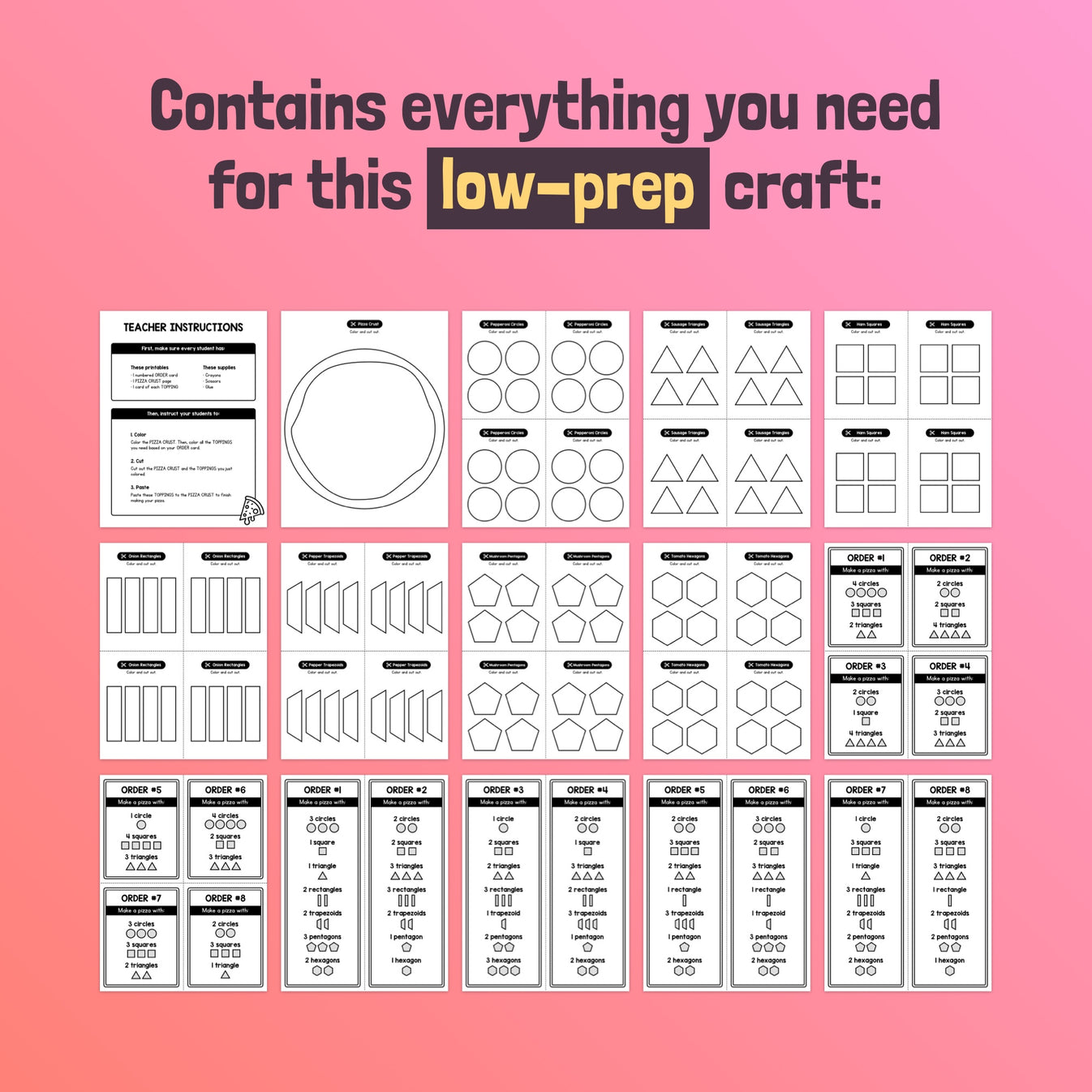 2D Shapes Pizza Craft (Printable PDF) – That Little Robot