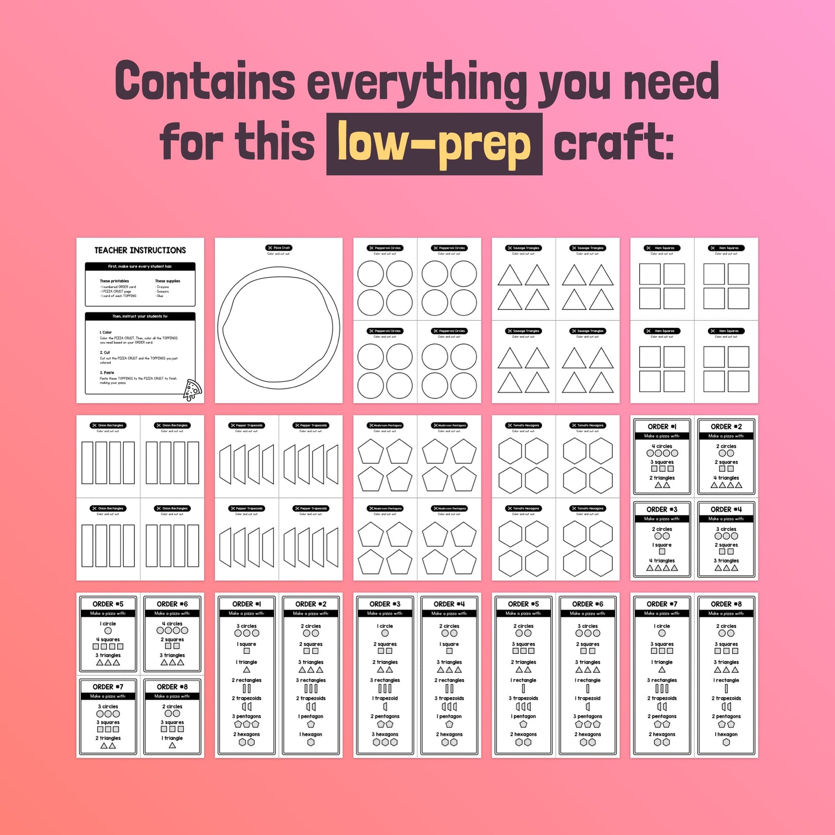 2D Shapes Pizza Craft (Printable PDF) – That Little Robot