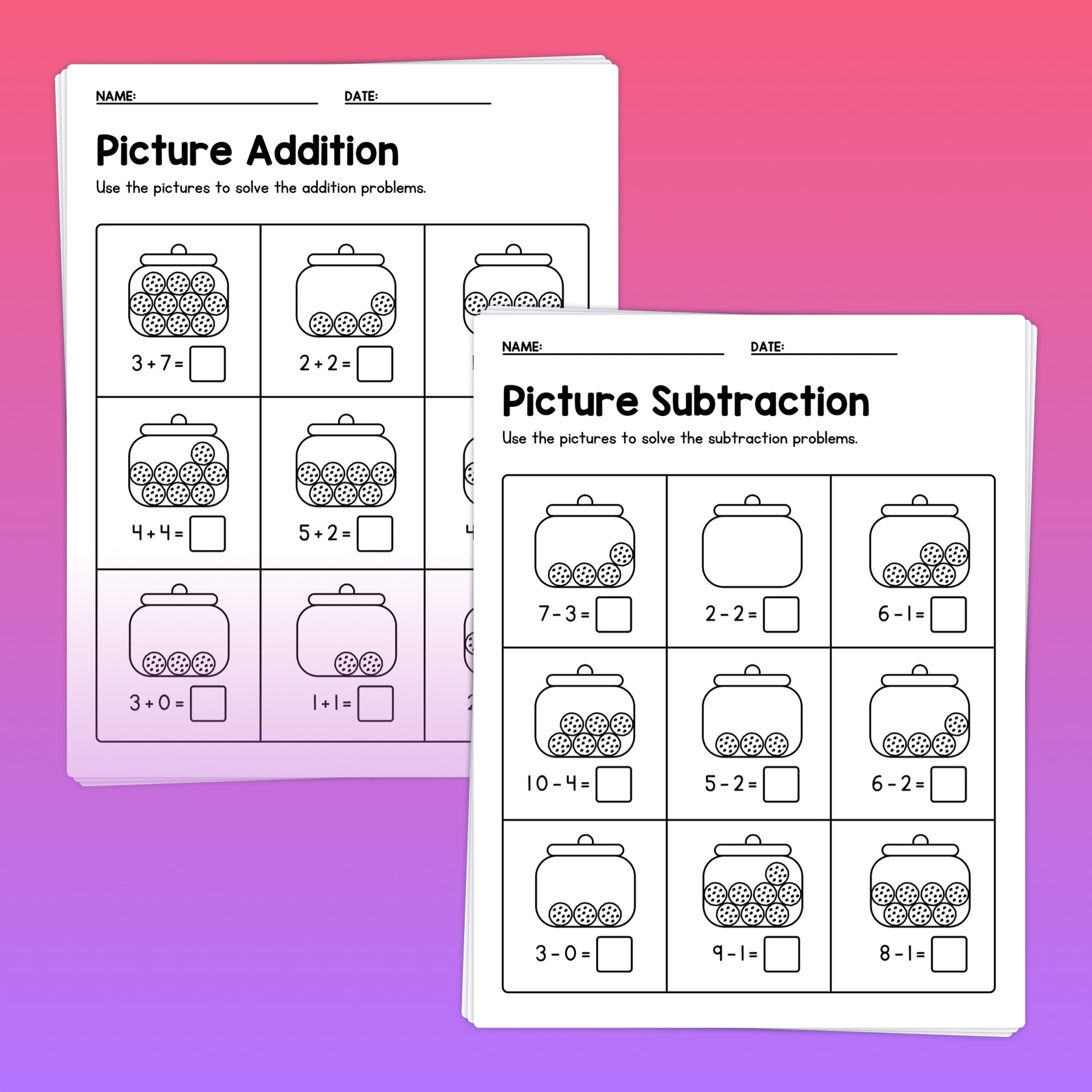 Addition and Subtraction Within 10 Worksheets (Printable PDF) – That ...