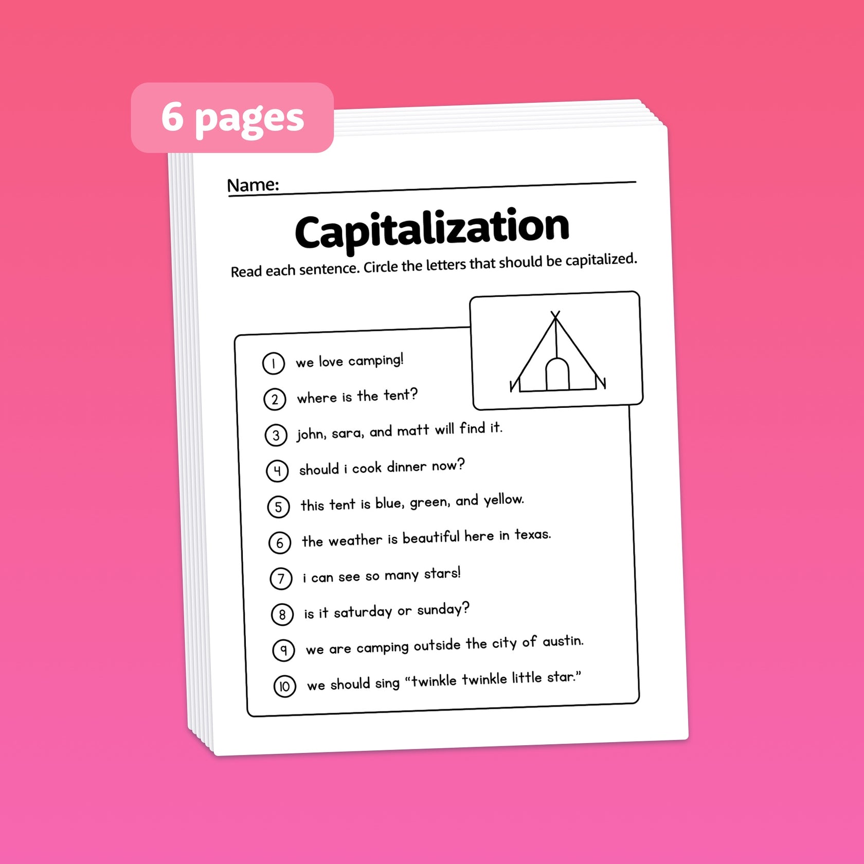 Capitalization & End Punctuation Worksheets (Printable PDF) – That ...