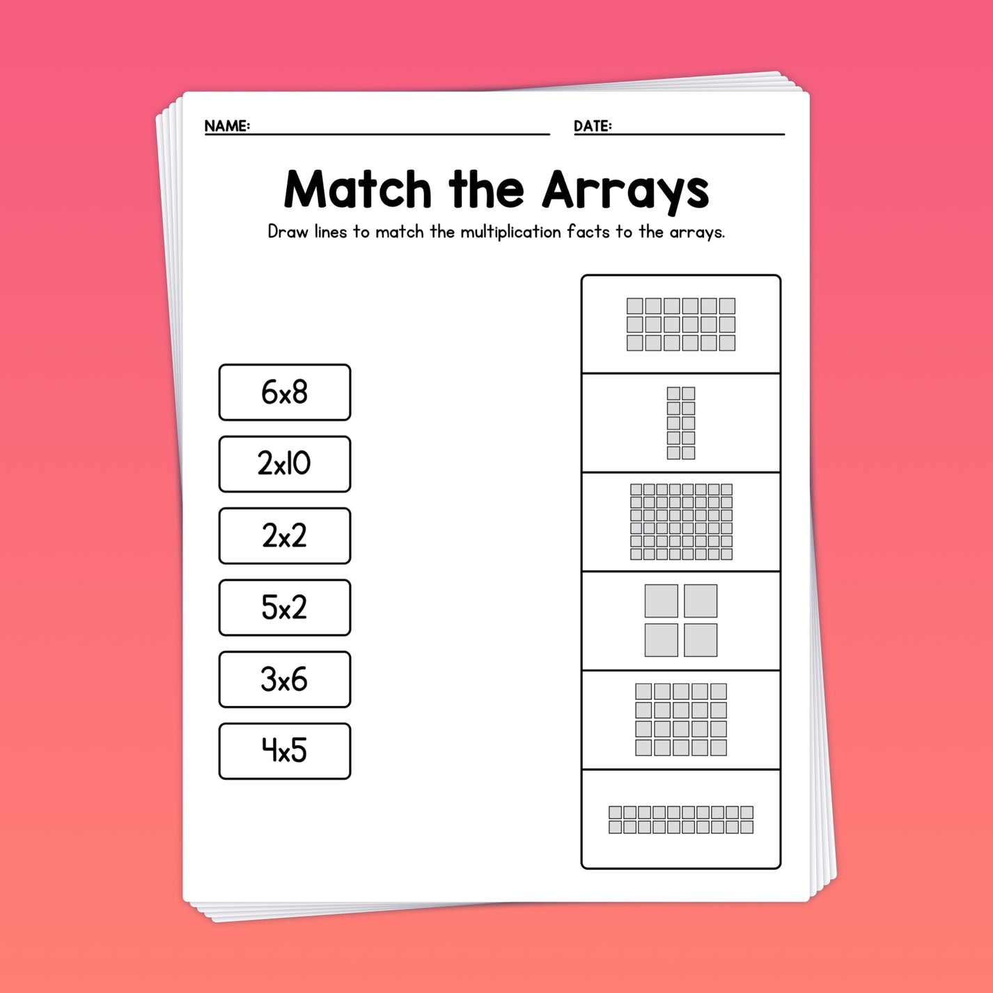 Array Worksheets (Printable PDF) – That Little Robot