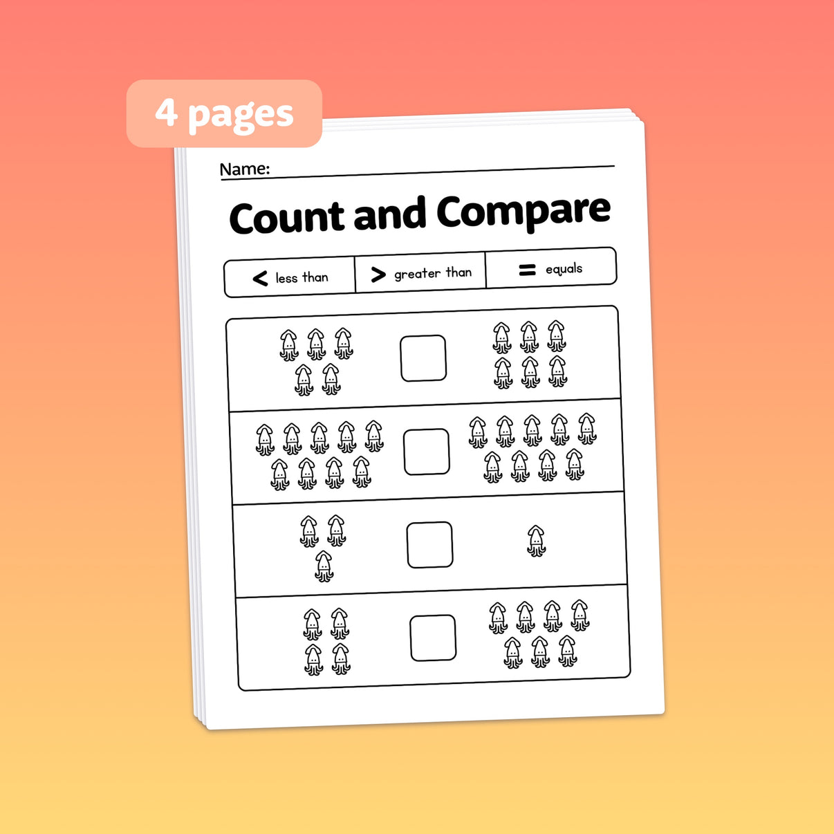 Comparing 1-Digit Numbers Worksheets (Printable PDF) – That Little Robot