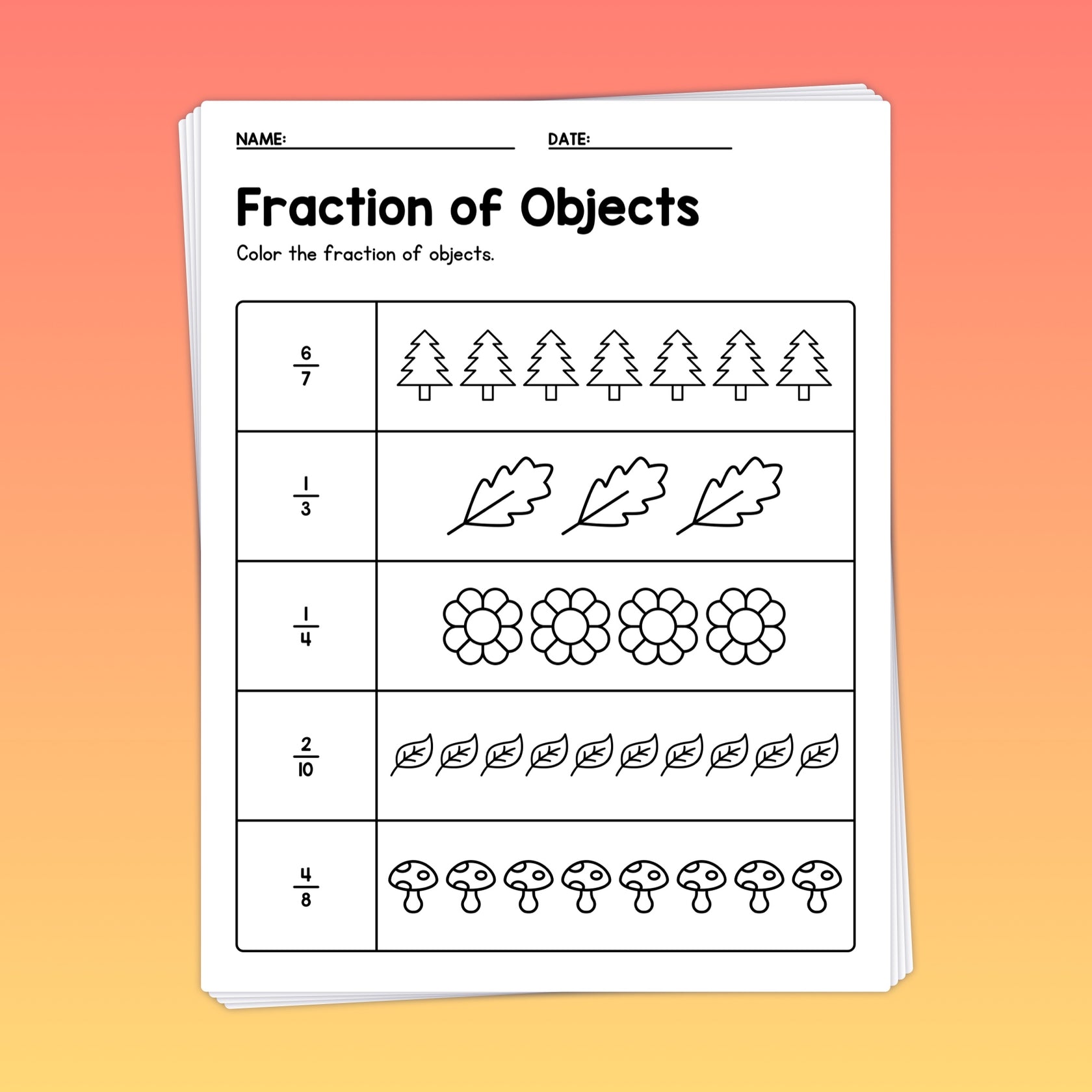 Fraction Worksheets (Printable PDF) – That Little Robot