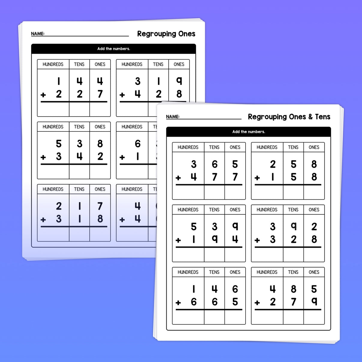 3-Digit Addition with Regrouping Worksheets (Printable PDF) – That ...