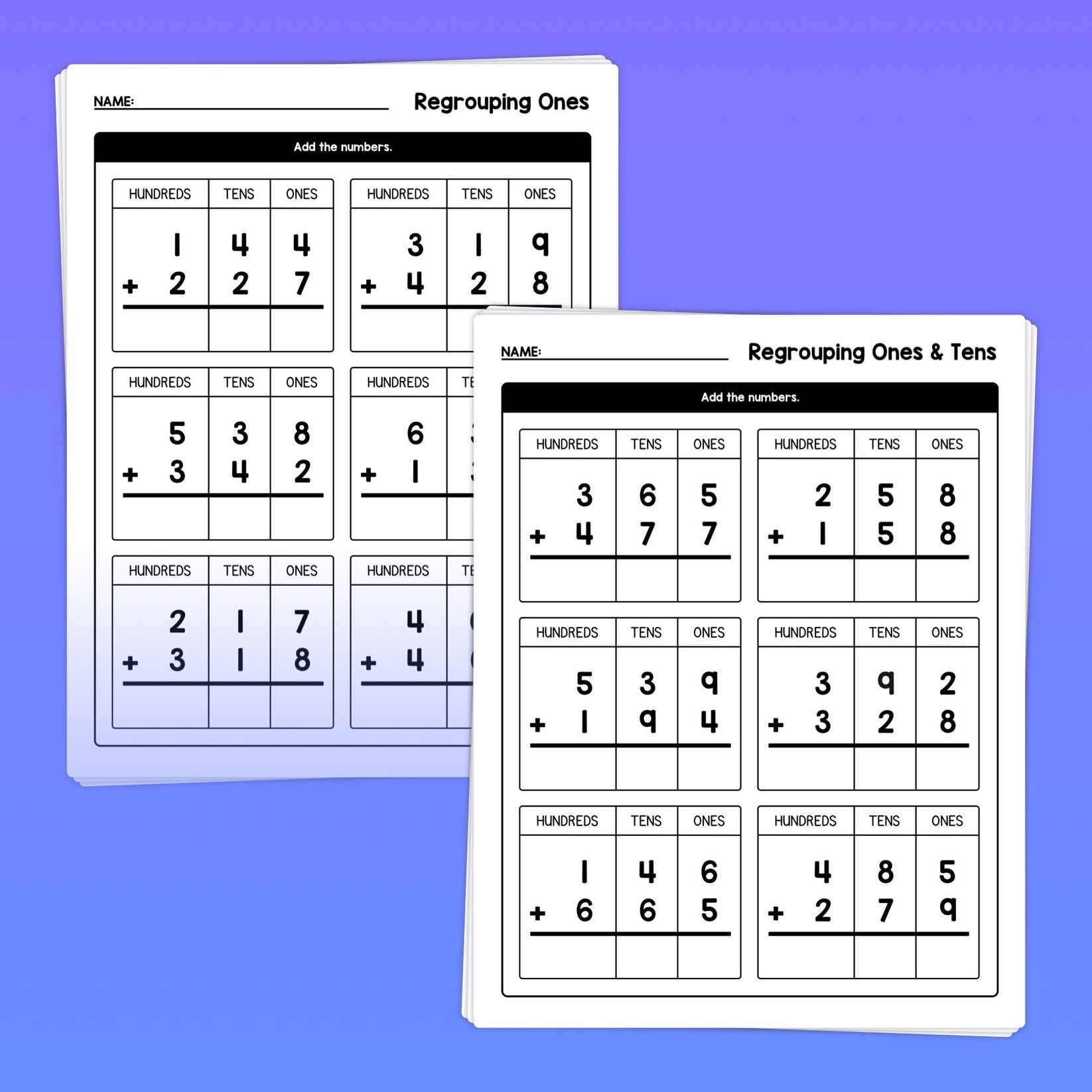 3-Digit Addition with Regrouping Worksheets (Printable PDF) – That ...