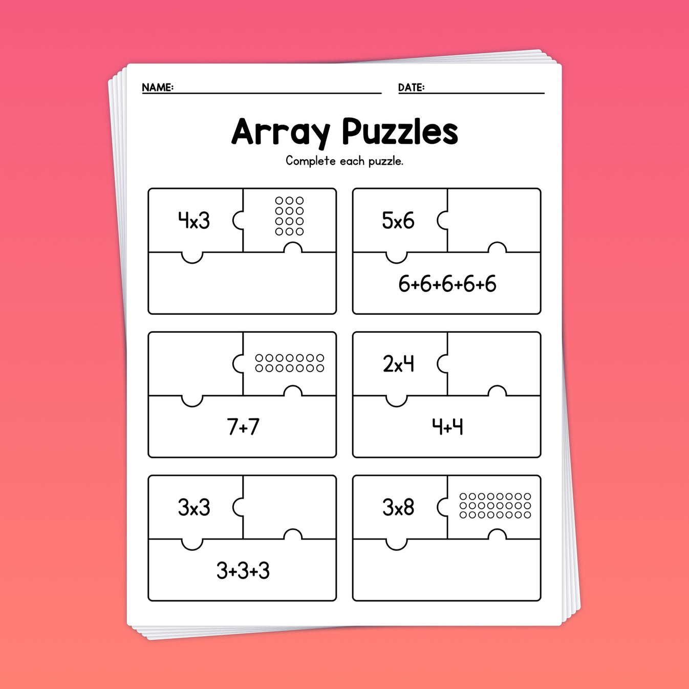 Array Worksheets (Printable PDF) – That Little Robot