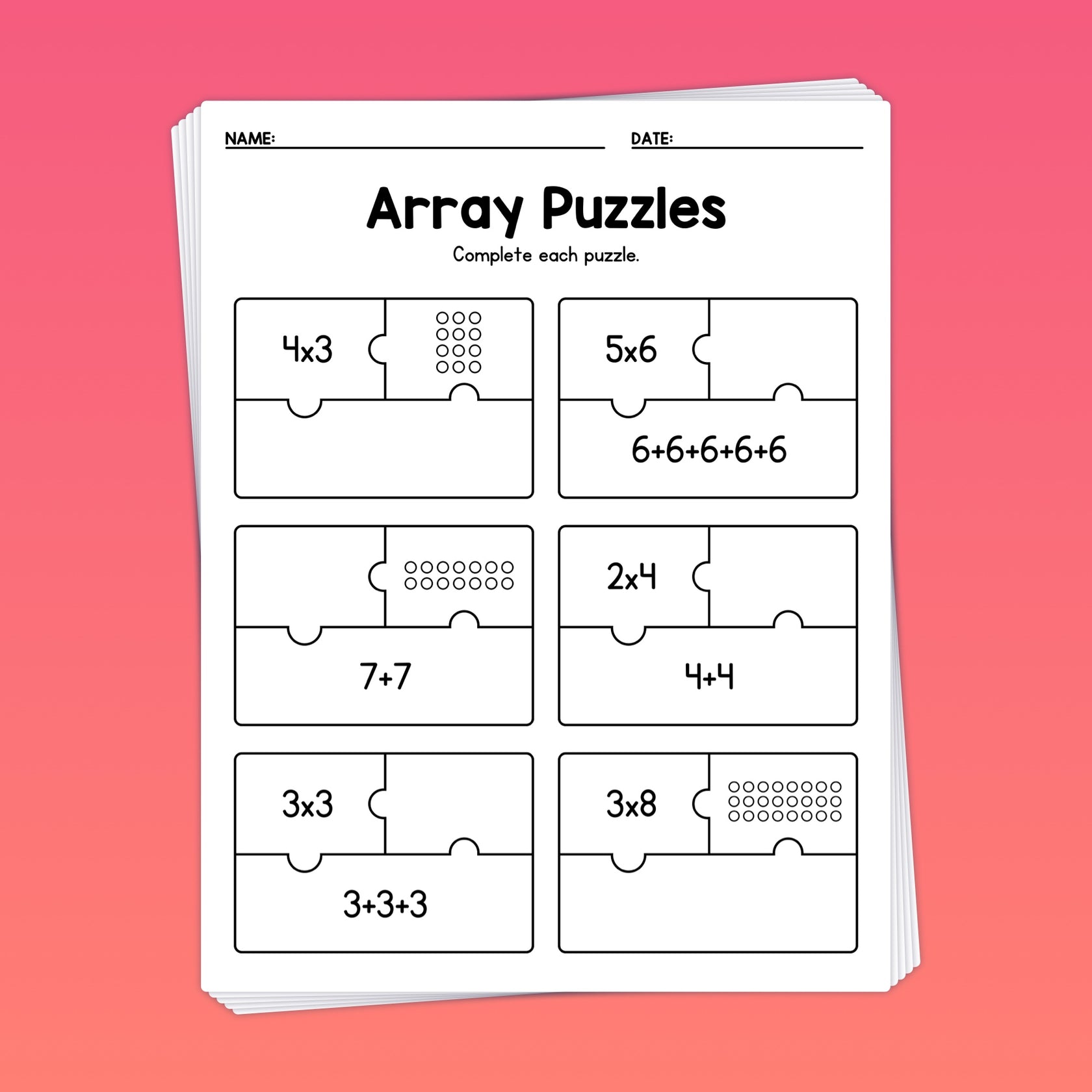 Array Worksheets (Printable PDF) – That Little Robot